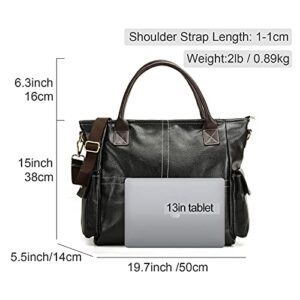 23“ Large Hobo Purses for Women Vegan Leather Crossbody Bags Adjustable Strap Tote Shoulder Bags with Side Pocket Top Handle Satchel Purses and Handbags Black