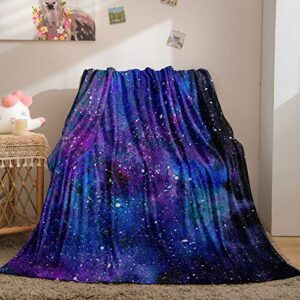 blue galaxy throw blanket for couch galaxy space blanket all season ultra soft lightweight warm flannel plush throw fuzzy blanket for sofa chair travel (blue,throw(50″x60″))