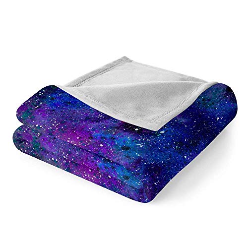 Blue Galaxy Throw Blanket for Couch Galaxy Space Blanket All Season Ultra Soft Lightweight Warm Flannel Plush Throw Fuzzy Blanket for Sofa Chair Travel (Blue,Throw(50"x60"))