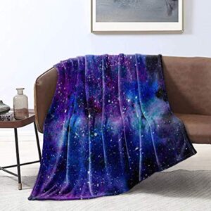 Blue Galaxy Throw Blanket for Couch Galaxy Space Blanket All Season Ultra Soft Lightweight Warm Flannel Plush Throw Fuzzy Blanket for Sofa Chair Travel (Blue,Throw(50"x60"))