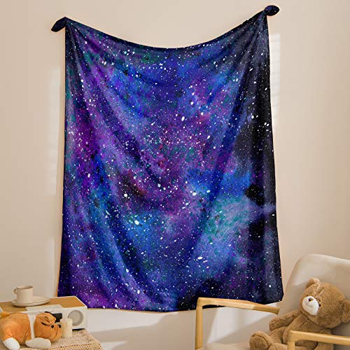 Blue Galaxy Throw Blanket for Couch Galaxy Space Blanket All Season Ultra Soft Lightweight Warm Flannel Plush Throw Fuzzy Blanket for Sofa Chair Travel (Blue,Throw(50"x60"))