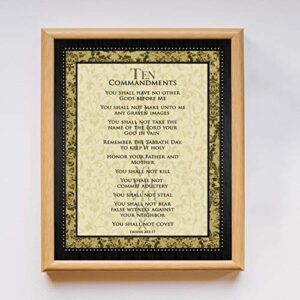 "The Ten Commandments"-Exodus 20:3-17-Bible Verse Wall Art-11 x 14" Scripture Wall Sign-Ready to Frame. Religious Typographic Poster Print for Home-Office-Church Décor. Perfect Christian Gift!