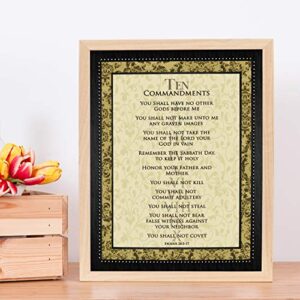 "The Ten Commandments"-Exodus 20:3-17-Bible Verse Wall Art-11 x 14" Scripture Wall Sign-Ready to Frame. Religious Typographic Poster Print for Home-Office-Church Décor. Perfect Christian Gift!