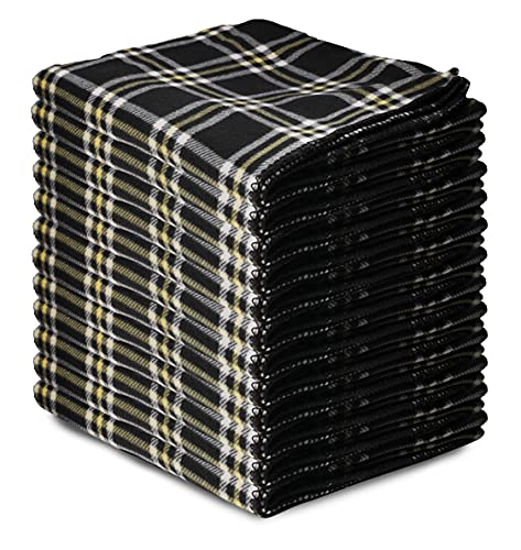 12 Pack of Bulk Soft Fleece Blankets 50 X 60, Light Weight, Cozy Warm Throw Blanket Sofa Travel Outdoor, Wholesale (50 X 60, 12 Pack Black Plaid)