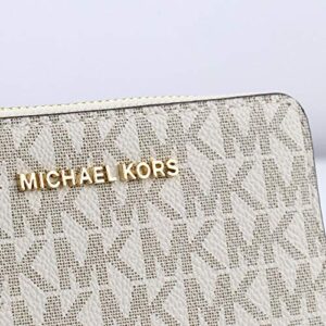 Michael Kors Jet Set Small Zip Around Card Case Vanilla/Acorn One Size