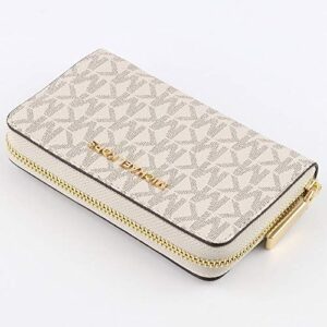 Michael Kors Jet Set Small Zip Around Card Case Vanilla/Acorn One Size