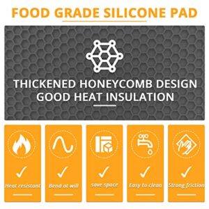 Honeycomb Pot Holder Trivet Mats, KUFUNG Heat Resistant Table Dish Drying Mat, Hot Pads Spoon Rest, Non Slip, Flexible, Durable, Dishwasher Safe (Grey, Round - Thicker Style)