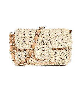 Caterina Bertini Women's Woven Shoulder Bag, Beige, Tan, One Size