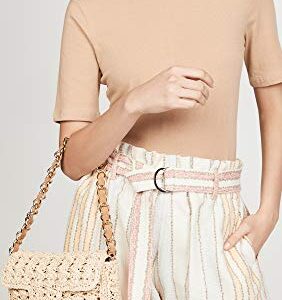 Caterina Bertini Women's Woven Shoulder Bag, Beige, Tan, One Size