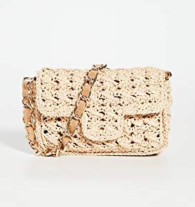 Caterina Bertini Women's Woven Shoulder Bag, Beige, Tan, One Size