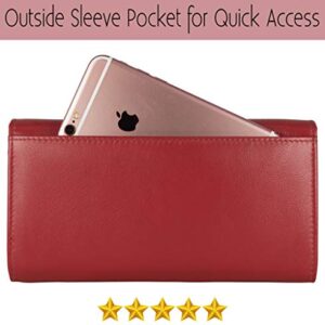 Mou Meraki Women RFID Blocking Real Leather Bifold Wallets For Women-Shield Against Identity Theft (WATERMELON)