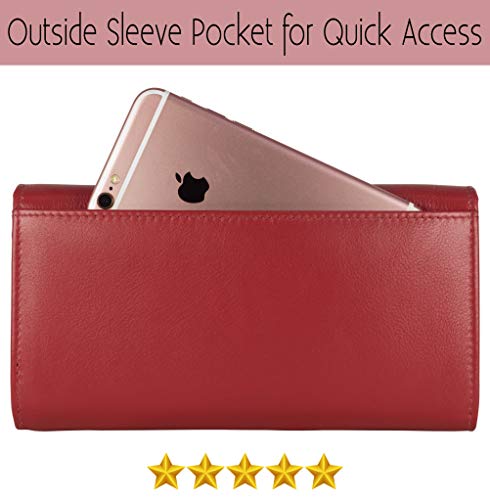 Mou Meraki Women RFID Blocking Real Leather Bifold Wallets For Women-Shield Against Identity Theft (WATERMELON)