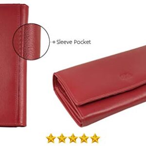 Mou Meraki Women RFID Blocking Real Leather Bifold Wallets For Women-Shield Against Identity Theft (WATERMELON)