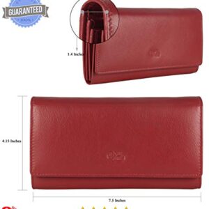 Mou Meraki Women RFID Blocking Real Leather Bifold Wallets For Women-Shield Against Identity Theft (WATERMELON)