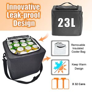 EAROND Car Trunk Organizer with Portable Leakproof Cooler Bag,Foldable Cover,Adjustable Securing Straps,Collapsible Trunk Organizer for Car,SUV,Truck and Other Vehicles(4-in-1 with Cooler)