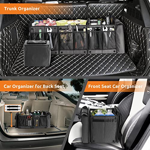 EAROND Car Trunk Organizer with Portable Leakproof Cooler Bag,Foldable Cover,Adjustable Securing Straps,Collapsible Trunk Organizer for Car,SUV,Truck and Other Vehicles(4-in-1 with Cooler)