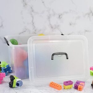 Ponpong 18 Qt. Large Plastic Storage Box, Clear Plastic Latch Box, 4 Pack