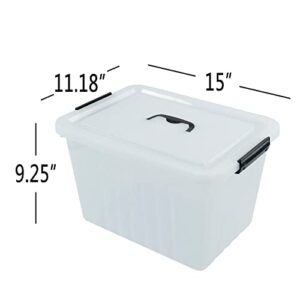 Ponpong 18 Qt. Large Plastic Storage Box, Clear Plastic Latch Box, 4 Pack