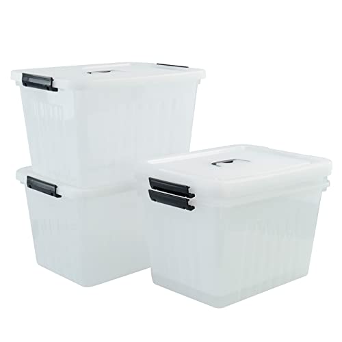 Ponpong 18 Qt. Large Plastic Storage Box, Clear Plastic Latch Box, 4 Pack