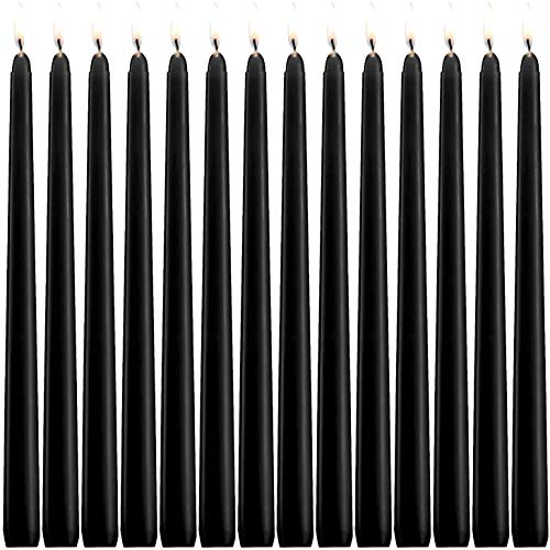 Howemon 14 Pack Black Taper Candles 12 Inch Tall 3/4 Inch Thick Burn 10 Hours