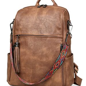 FADEON Leather Backpack Purse for Women Designer Ladies Shoulder Book Bag Fashion PU Convertible Travel Backpack Purses