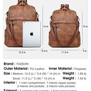 FADEON Leather Backpack Purse for Women Designer Ladies Shoulder Book Bag Fashion PU Convertible Travel Backpack Purses