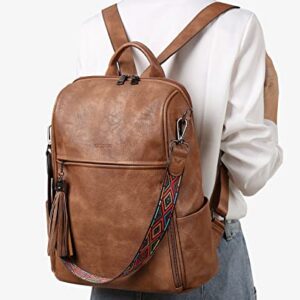 FADEON Leather Backpack Purse for Women Designer Ladies Shoulder Book Bag Fashion PU Convertible Travel Backpack Purses