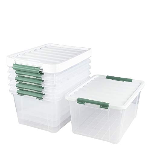 Sandmovie 36 Quart Large Clear Storage Bins, Plastic Storage Box, 6 Packs