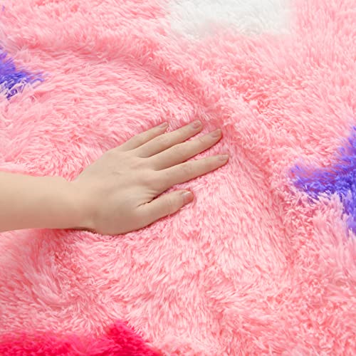 ST. BRIDGE Soft Shag Rug for Girls Bedroom, Fluffy Bedroom Carpet for Princess Castle Baby Toddlers Kids Room Decor, Anti-Skid Fuzzy Cute Nursery Mats Living Room Dorm Plush Carpet, Pink 4 x 6 Feet