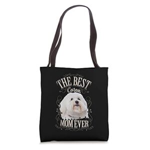 best coton mom ever funny coton de tulear dog gifts vintage tote bag