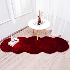 STAOLENE Ultra Soft Faux Rabbit Fur Chair Cover Couch Pad Fuzzy Area Rug Fluffy Bedside Carpet Mat for Bedroom Floor Sofa Living Room Rugs 2 x 6 ft, Burgundy Red Fur Rug (Burgundy Red, 2 x 6 ft)