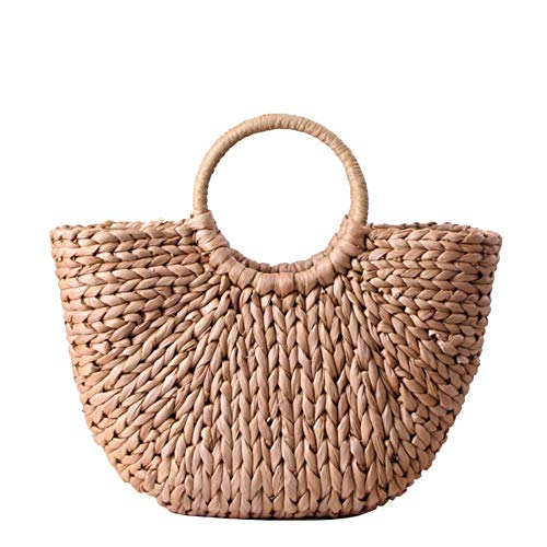 Straw Tote Bag Women Large Casual Retro Cute Hand Woven Handbags Beach Hobo Bag for Daily Use Beach Shopping Travel (Straw Bag Only)