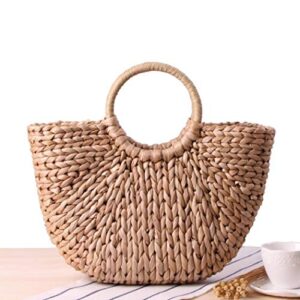 Straw Tote Bag Women Large Casual Retro Cute Hand Woven Handbags Beach Hobo Bag for Daily Use Beach Shopping Travel (Straw Bag Only)