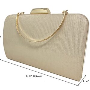 Cirilla Women PU Evening Bag Clutch Purse with Trapezoid lock for Wedding Cocktail Party Banquet (gold)