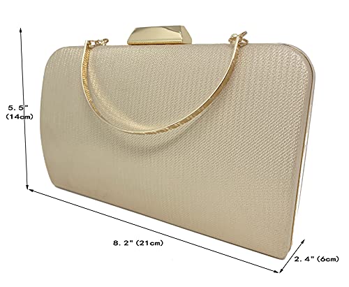 Cirilla Women PU Evening Bag Clutch Purse with Trapezoid lock for Wedding Cocktail Party Banquet (gold)