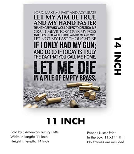 "Lord, Make Me Fast & Accurate" Gun Prayer Wall Art Sign -11 x 14" Pro Second Amendment Poster Print-Ready to Frame. Rustic Decor for Home-Man Cave-Garage-Shop. Perfect Gift for All Gun Owners!