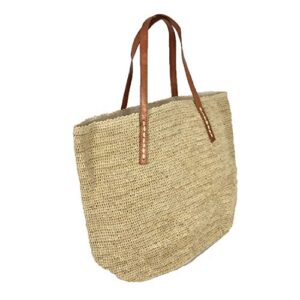 Mar Y Sol Portland Crocheted Raffia Carryall Tote Bag, Natural