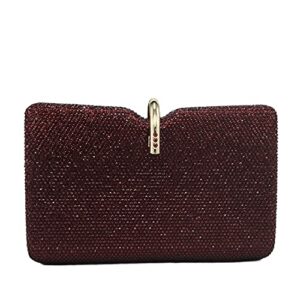 elegant women crystal evening bags wedding cocktail party diamond clutch handbags (wine red)