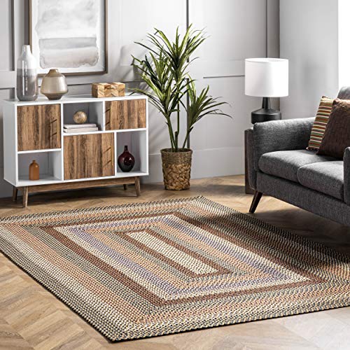 nuLOOM Gwyneth Braided Borders Indoor/Outdoor Area Rug, 6' x 9', Taupe