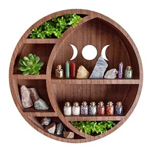 maroque crescent moon shelf for crystals – crystal wall decor, crystal shelf display, moon shelves, boho shelves essential oil shelf, wooden moon shelf, crystal display shelf, moon decor, wiccan decor