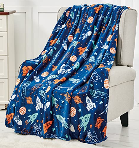 Décor&More Out of This World Plush Fleece Throw Blanket (50 inches x 60 inches ) - Space Adventure