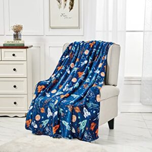 Décor&More Out of This World Plush Fleece Throw Blanket (50 inches x 60 inches ) - Space Adventure