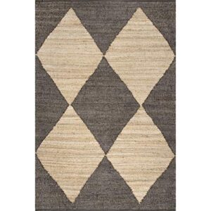 nuLOOM Pandora Diamond Jute Area Rug, 5' x 8', Black