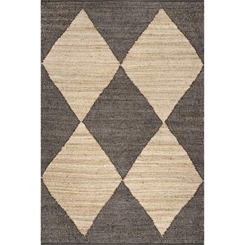 nuLOOM Pandora Diamond Jute Area Rug, 5' x 8', Black