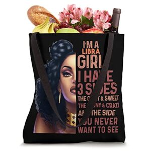 Libra Girl Black African American Mixed Girl Afro Woman Tote Bag