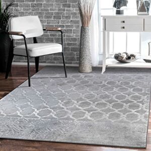 Glory Rugs Modern Abstract Trellis Area Rug 8x10 Gray Silver Large Rugs for Home Office Bedroom and Living Room