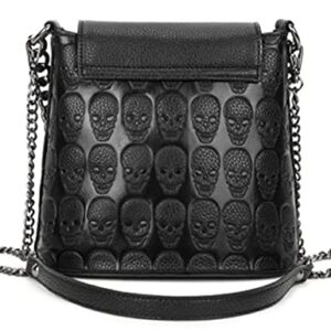 FiveloveTwo Handbags for Women Punk Ladies Purses PU Leather Satchel Skull Shoulder Tote Bag Black