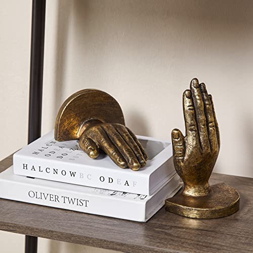 Book Ends to Hold Books Heavy Duty - Book Ends for Shelves, MXARLTR Decorative Bookends for Heavy Books with Anti-Slip Base Book Stopper for Shelves Books Magazines Home Office Decor (Antique Brass)