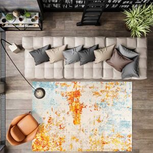 JONATHAN Y CTP114B-5 Sunset Modern Abstract Indoor Area-Rug Bohemian Easy-Cleaning High Traffic Bedroom Kitchen Living Room Non Shedding, 5 X 8, Orange/Multi