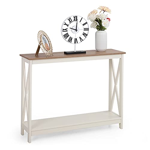 MAISON ARTS Console Sofa Table with Storage Shelf Modern Entry Table for Entryway Living Room, Hallway, Foyer, Corridor, Office, Wood Look Accent Furniture, Easy Assembly, Ivory